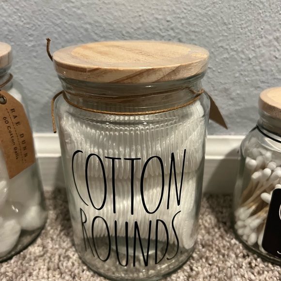 Rae Dunn | Bath | Nwt Rae Dunn Cotton Rounds Swabs Balls Glass Jars ...
